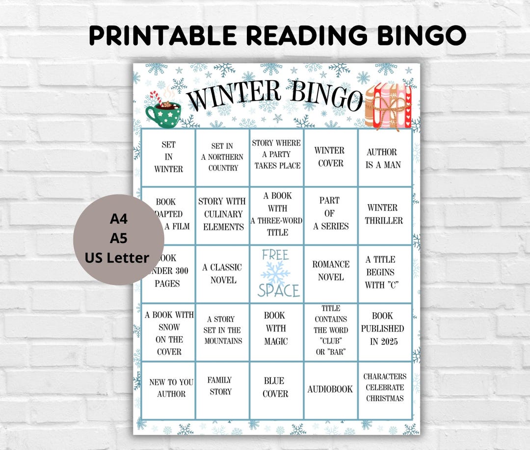 Printable Winter Book Reading Bingo-winter Book Challenge-book ...