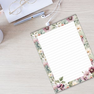 Flowers and Fig Fruit Writing Paper Set Unlined Lined A4/A5/US Letter ...