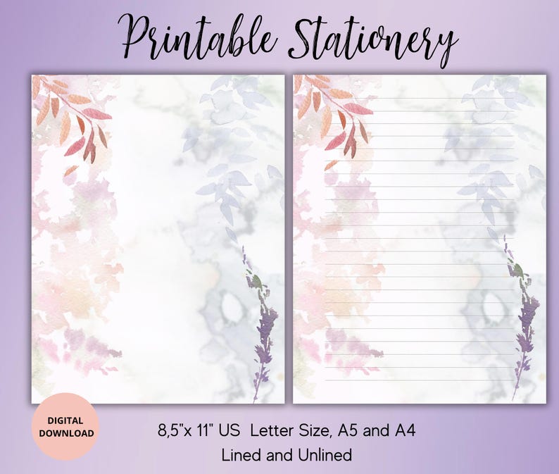 Wildflower Writing Set, Flower Printable Stationery,floral Writing ...
