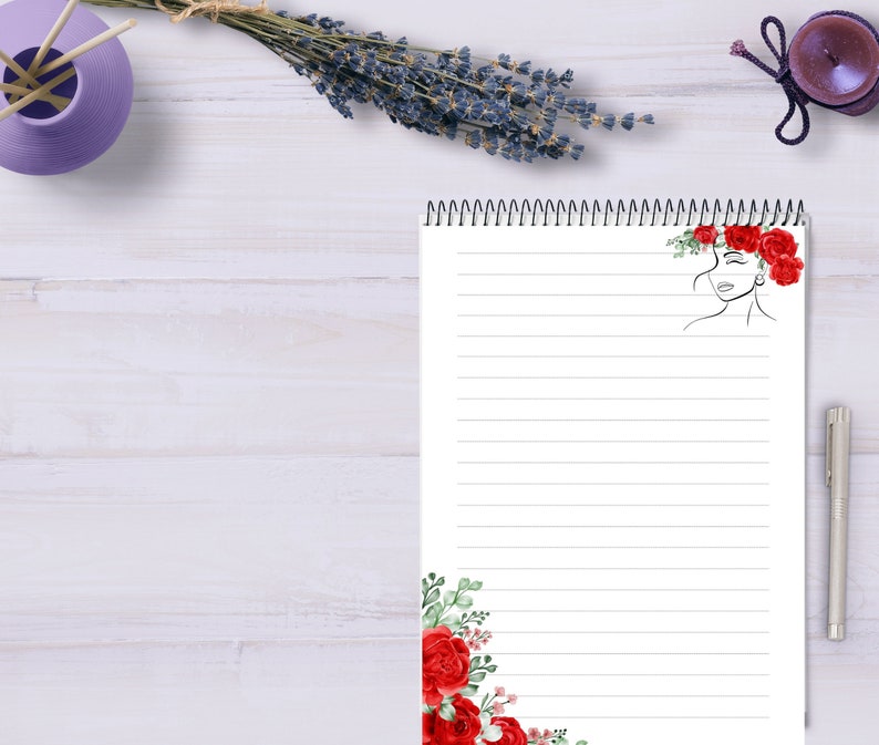 Girl With Flowers Printable Stationery-roses Flower Stationary-floral ...