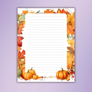 Fall Pumpkins Printable Stationery,autumn Printable Stationery ...