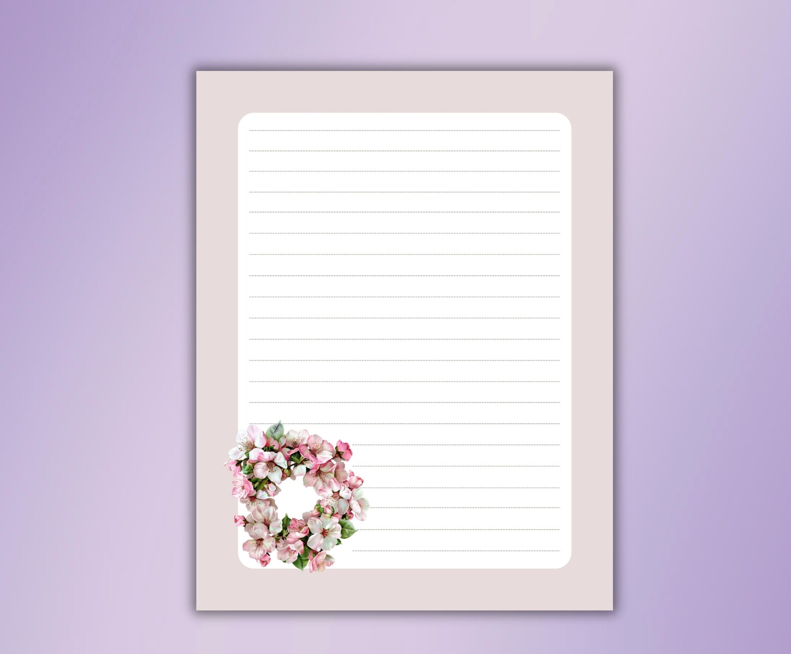 Flower 5 Designs Printable Stationery Set-flower Writing Set Lined A4 ...