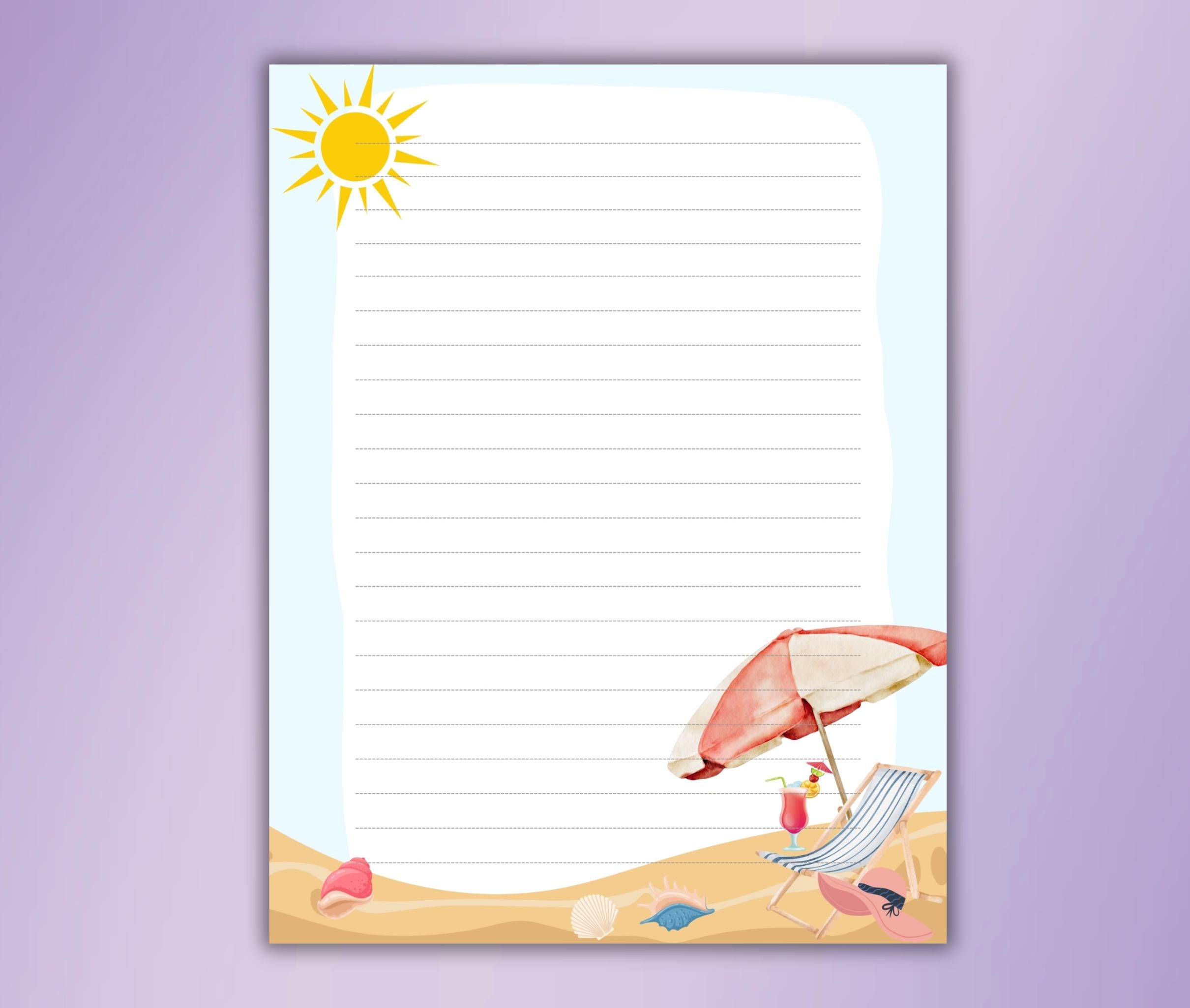 Summer Beach Printable Stationery- Beach Printable Stationary-letter ...