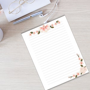 Flower Printable Stationery-floral Writing Paper Set A4/A5/US Letter ...