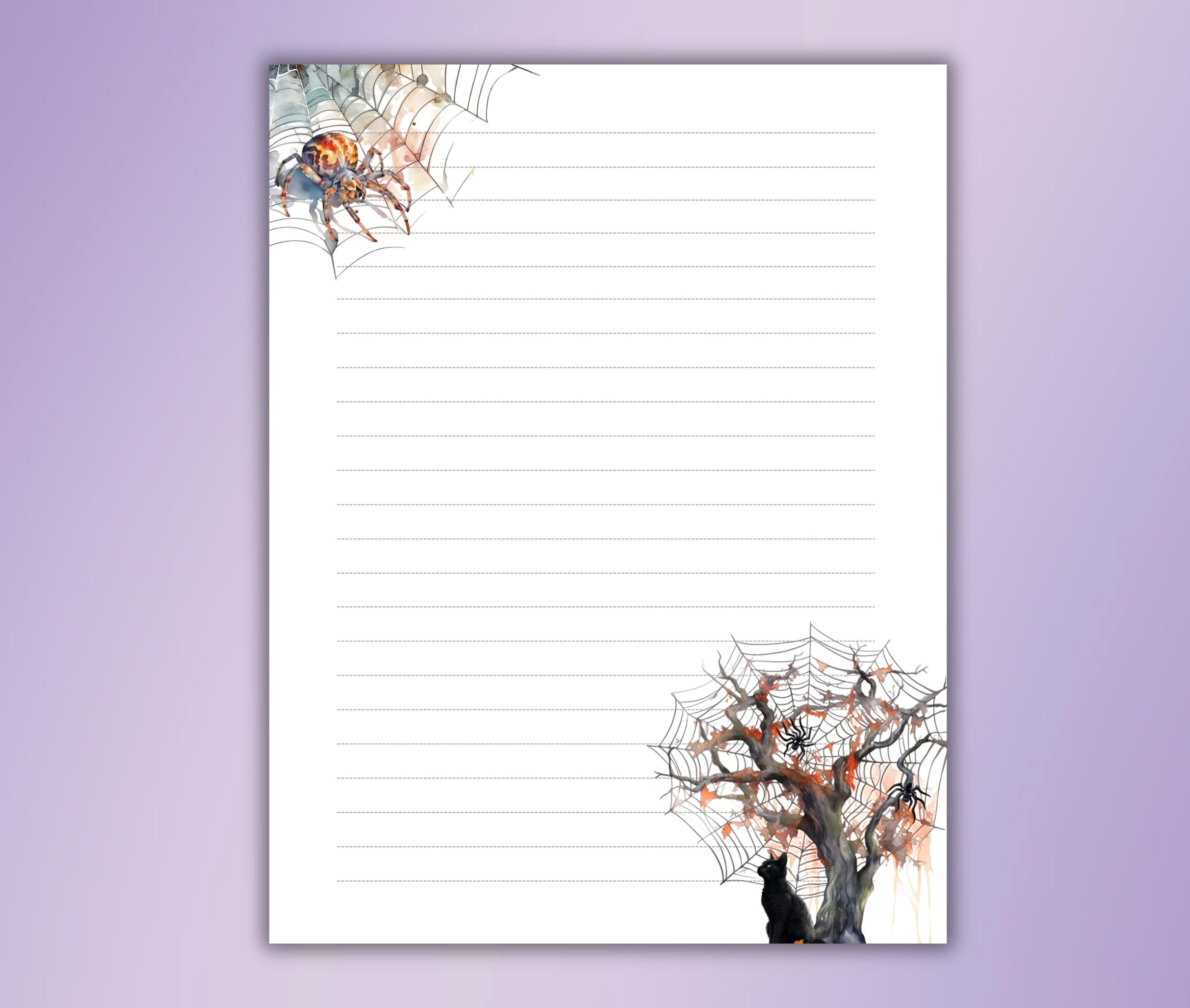 Tree in the Spider Web Printable Stationery-spider Writing Paper Set ...