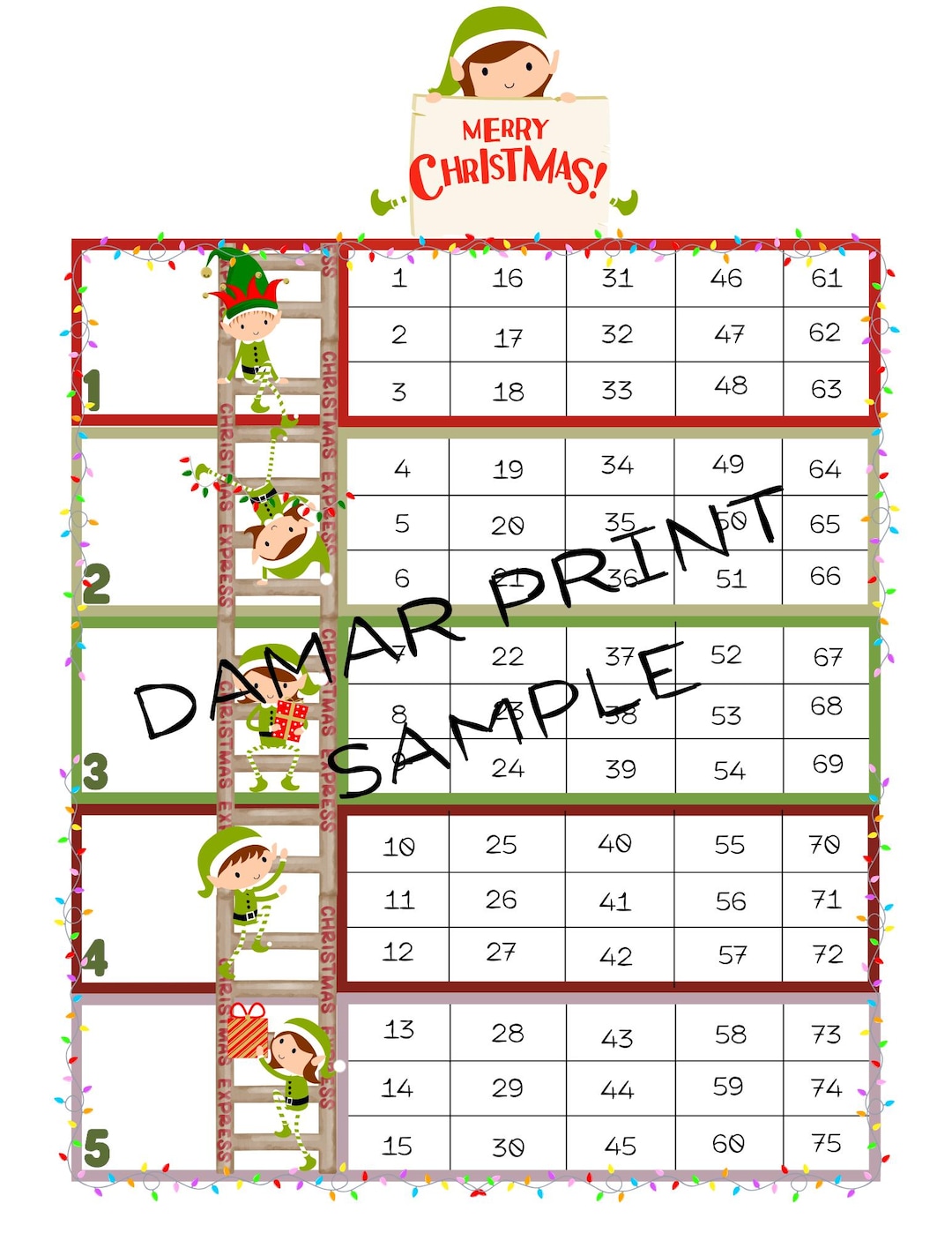 Christmas Elf Bingo Boards - Instant Download -printable Winter Bingo ...