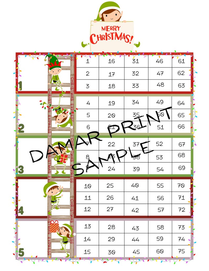Christmas Elf Bingo Boards - Instant Download -printable Winter Bingo ...