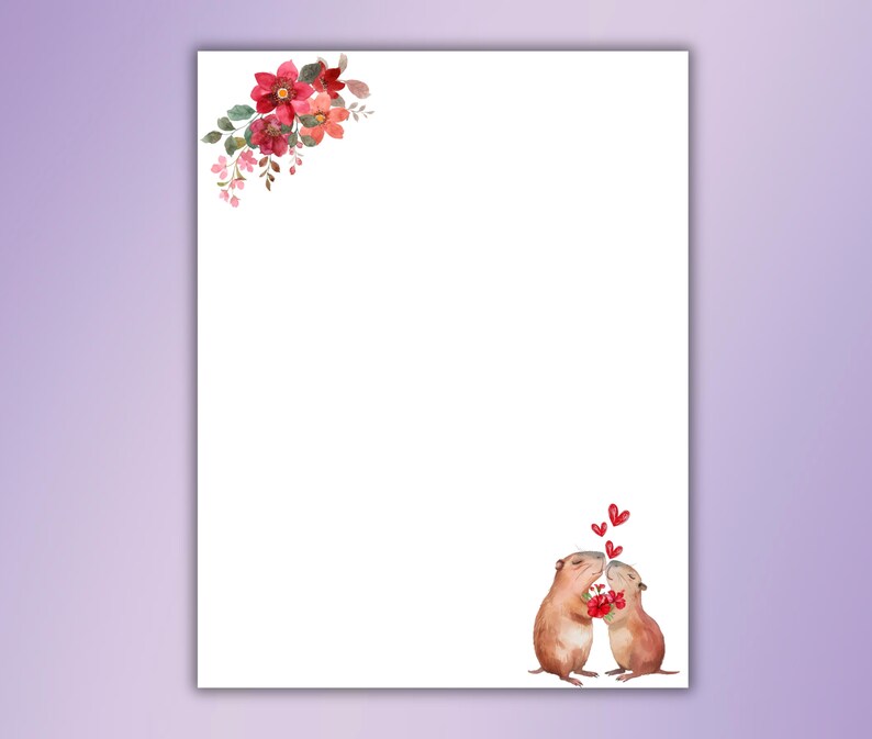 Capybara Lover Printable Stationery-adorable Capybara-animal Writing ...