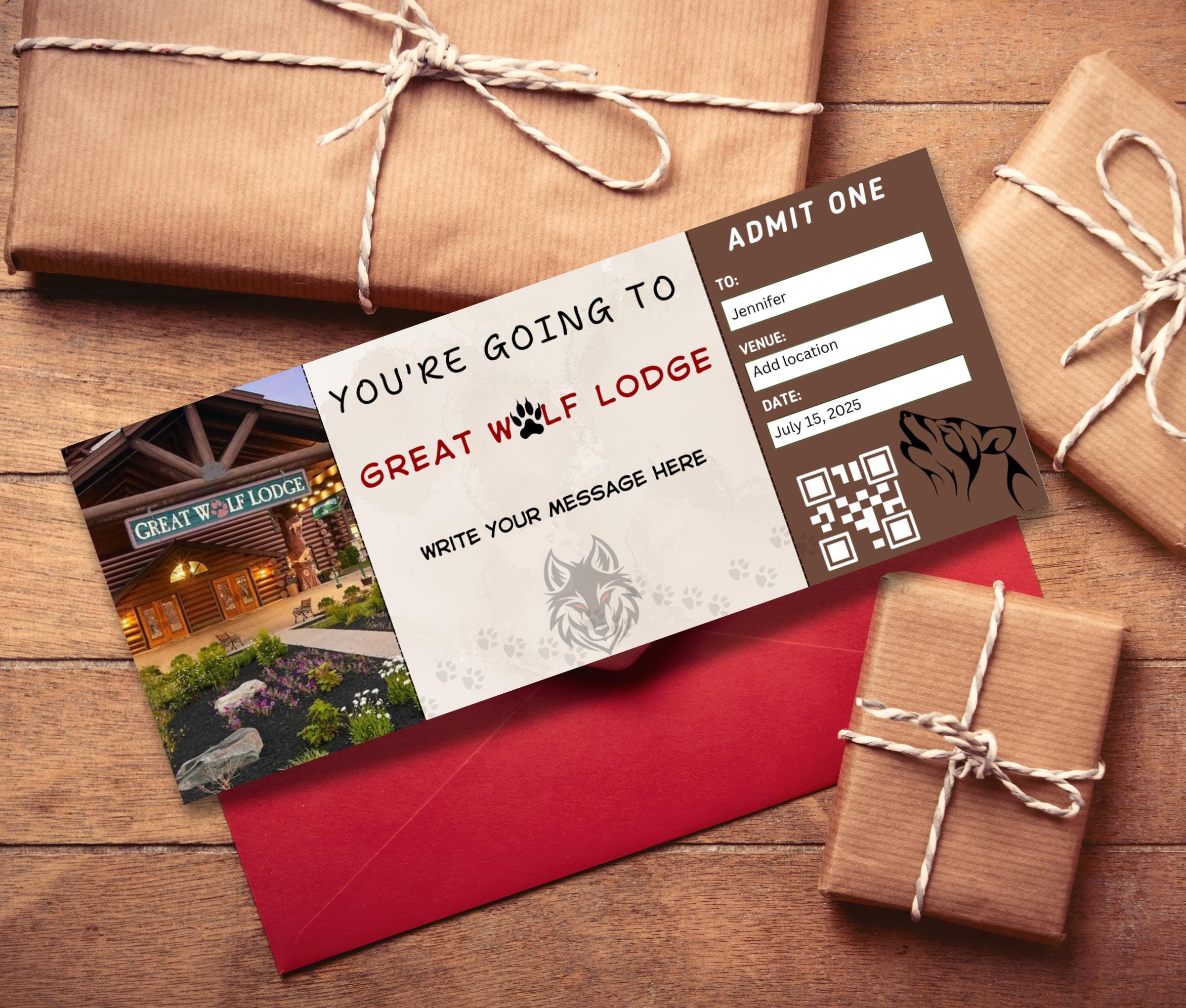 Editable Great Wolf Lodge Surprise Gift Ticket-printable Surprise Gift ...