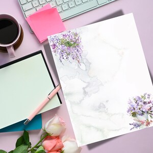 Purple Flower Printable Stationery-floral Writing Paper-letter Paper A4 ...