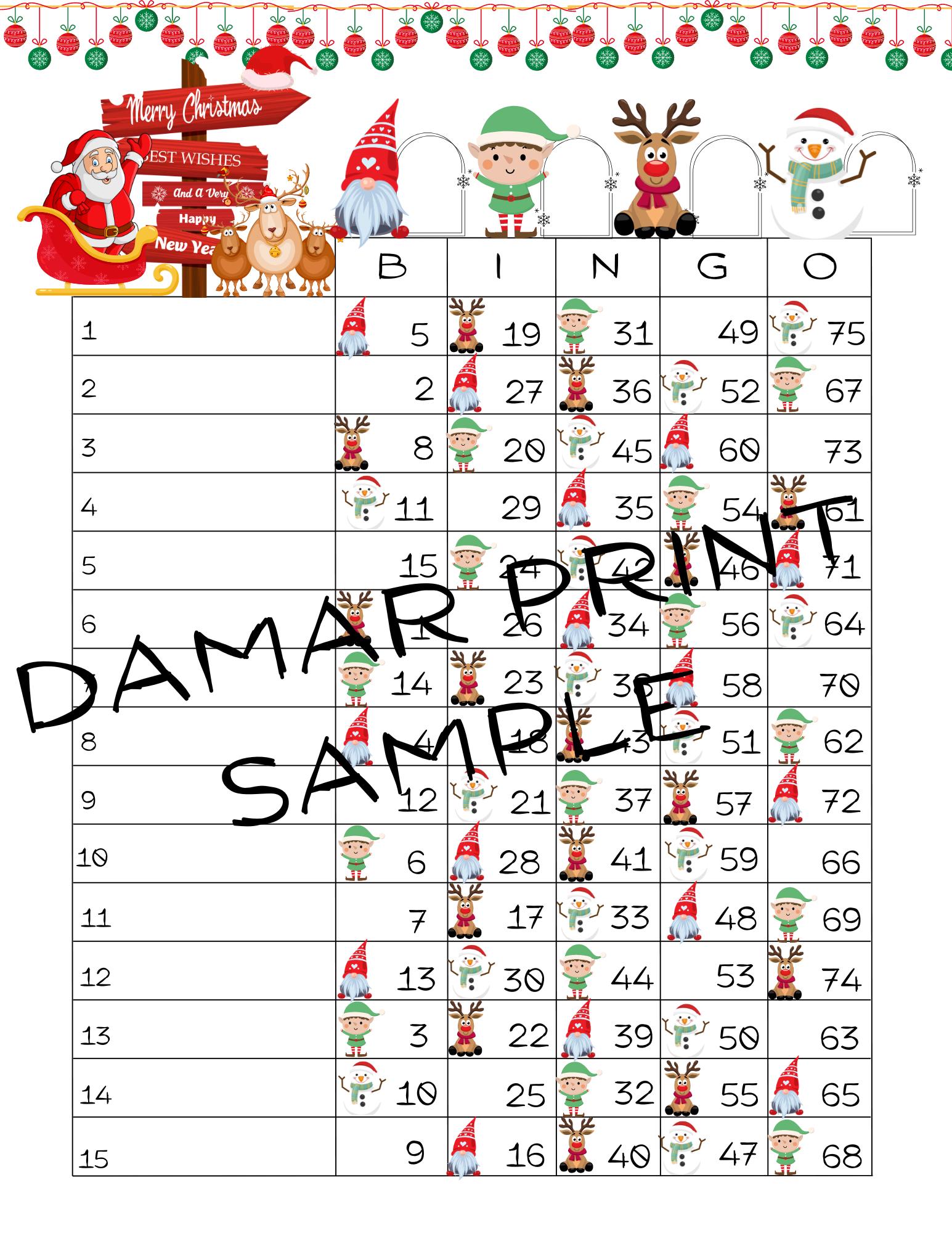 Christmas Bingo Boards - Instant Download -15 Lines -winter Printable ...