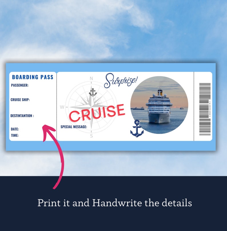 Editable Cruise Tickets-surprise Trip Boarding Pass-cruise Vacation ...