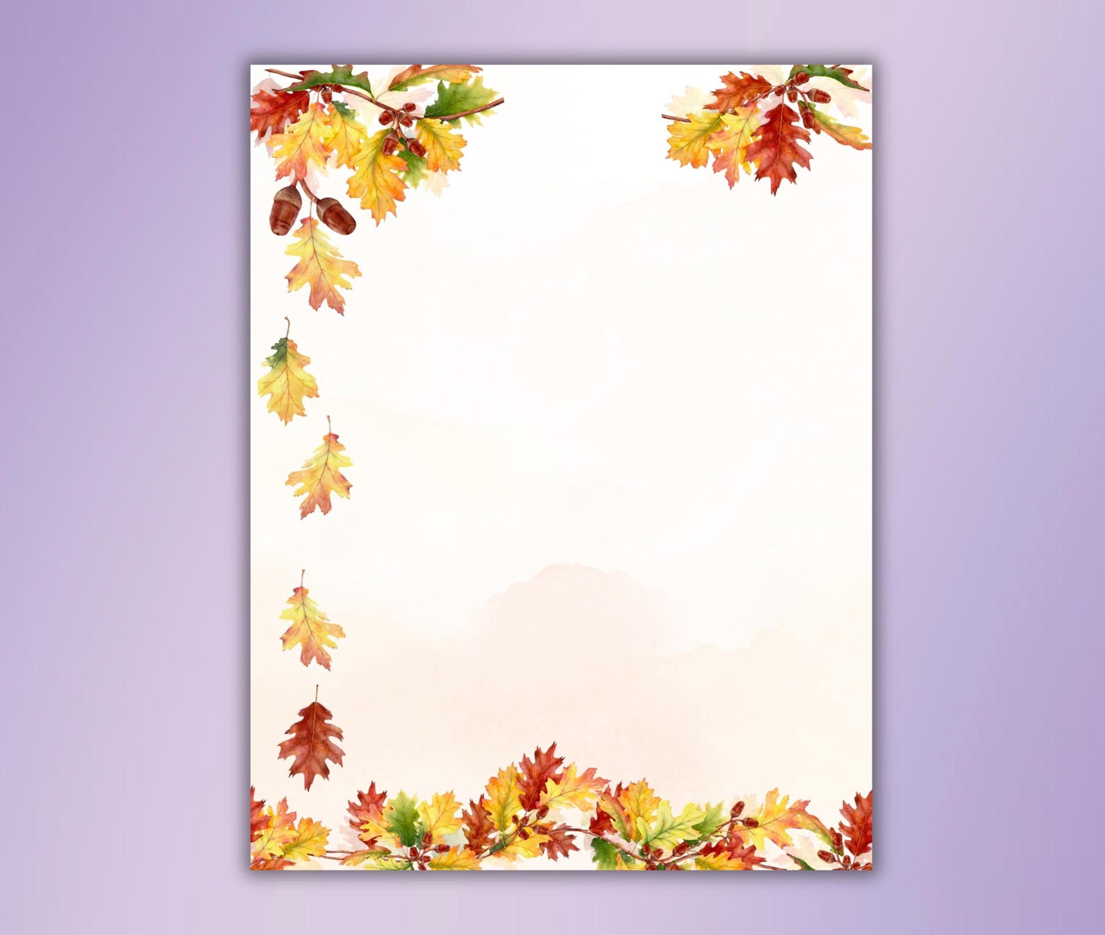 Autumn Printable Stationery,fall Leaves Digital Letter,stationary ...