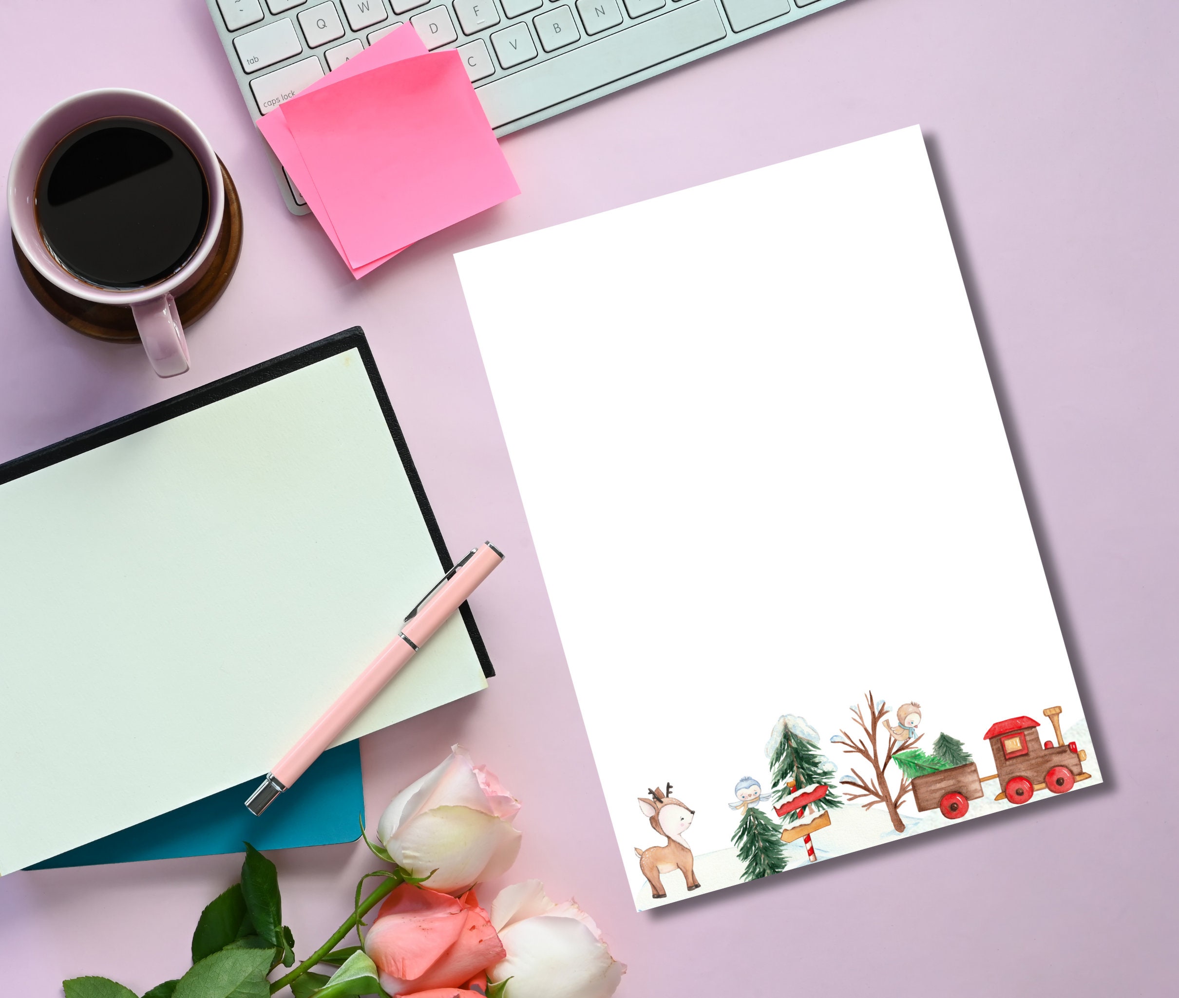 Winter Animal Printable Stationery/christmas Stationary Holiday Letter ...