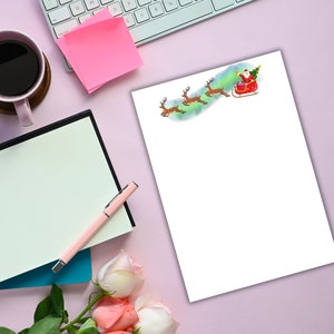 Santa Claus With Reindeer Printable Stationery-santa Claus Writing ...