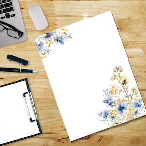 Flower Printable Stationery,watercolor Floral Stationary,digital ...