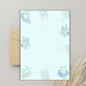Sea Turtle Printable Stationery-marine Writing Paper Unlined Lined A5 ...
