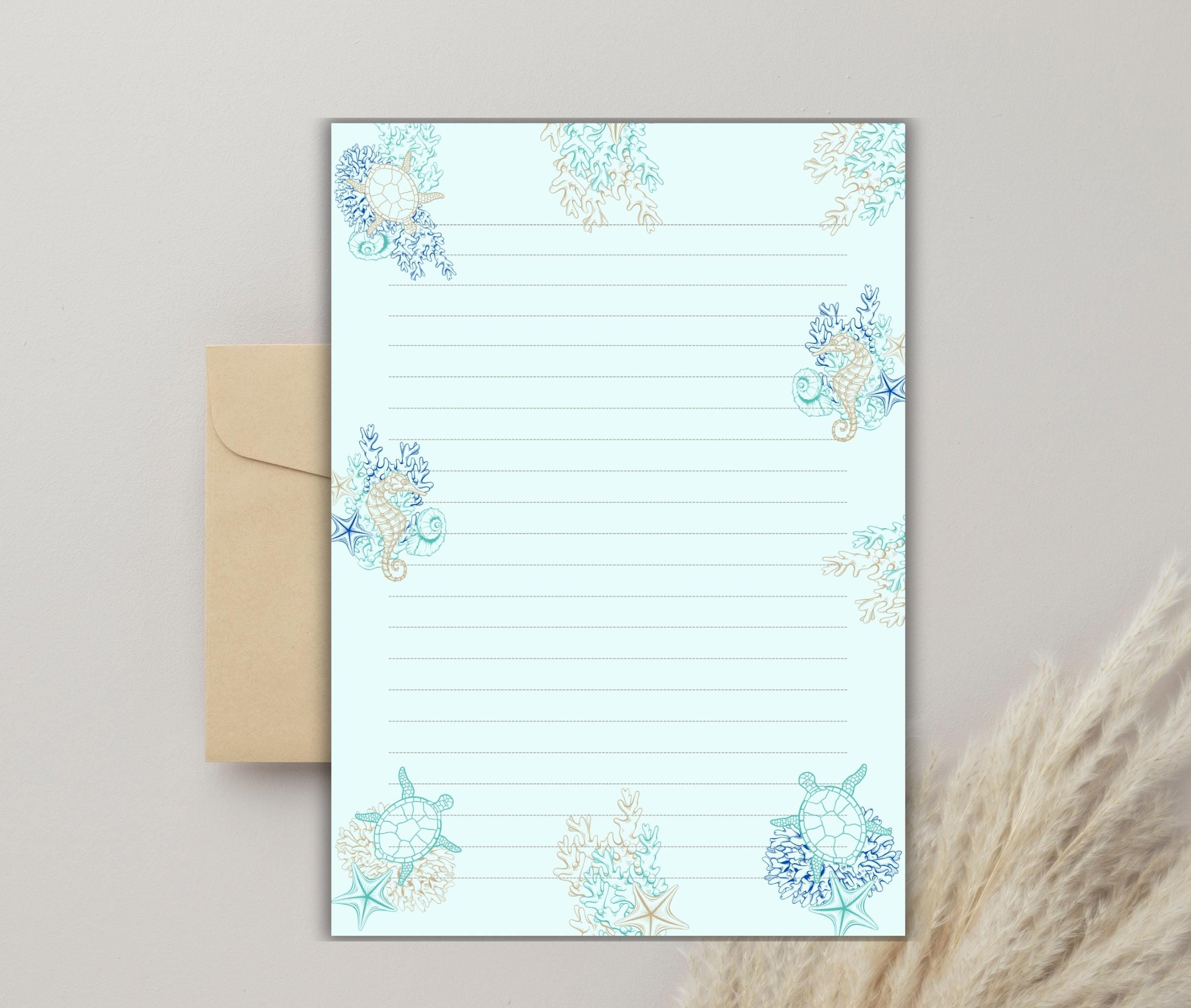 Sea Turtle Printable Stationery-marine Writing Paper Unlined Lined A5 ...