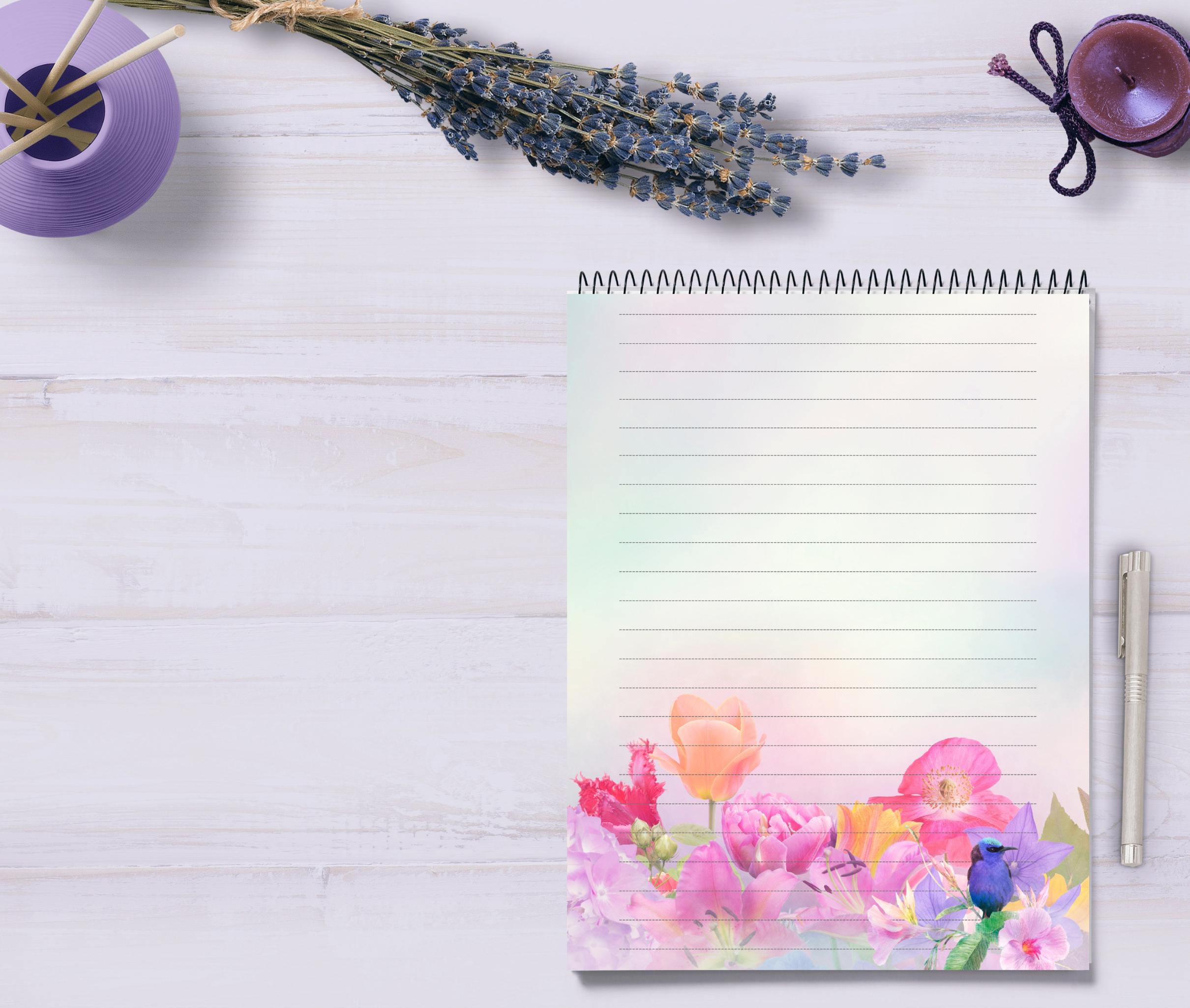 Spring Flowers With Birds Printable Stationery-tulip Writing Paper Set ...
