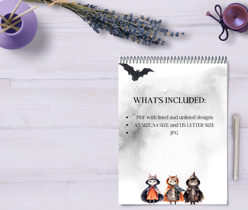 Printable Cute Halloween Cats Stationery,cute Notepaper,witch ...