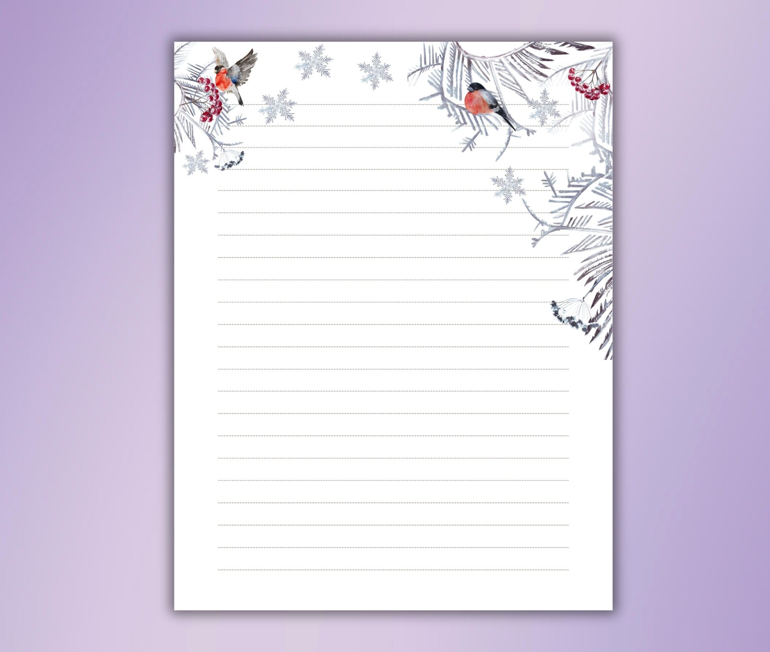 Winter Birds Printable Stationery/festive /winter Stationary/snow ...