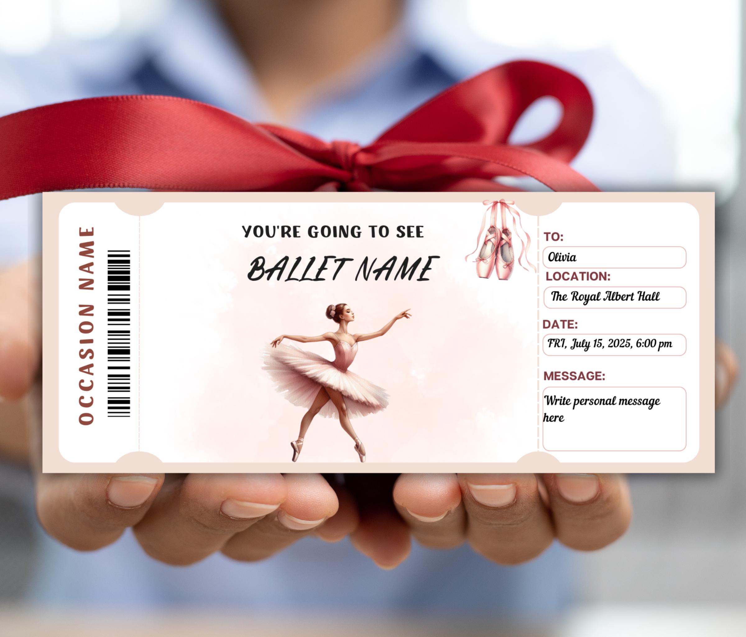 Personalized Ballet Surprise Ticket-ballet Ticket Editable Template ...