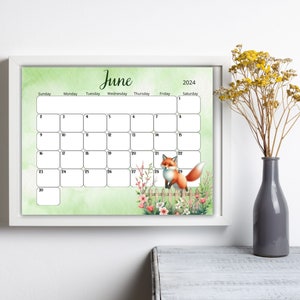June 2024 Editable Calendar-printable Summer Monthly Planner-fox Kids ...