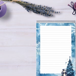 Blue Winter Printable Stationery-christmas Tree Snowman Writing Paper ...