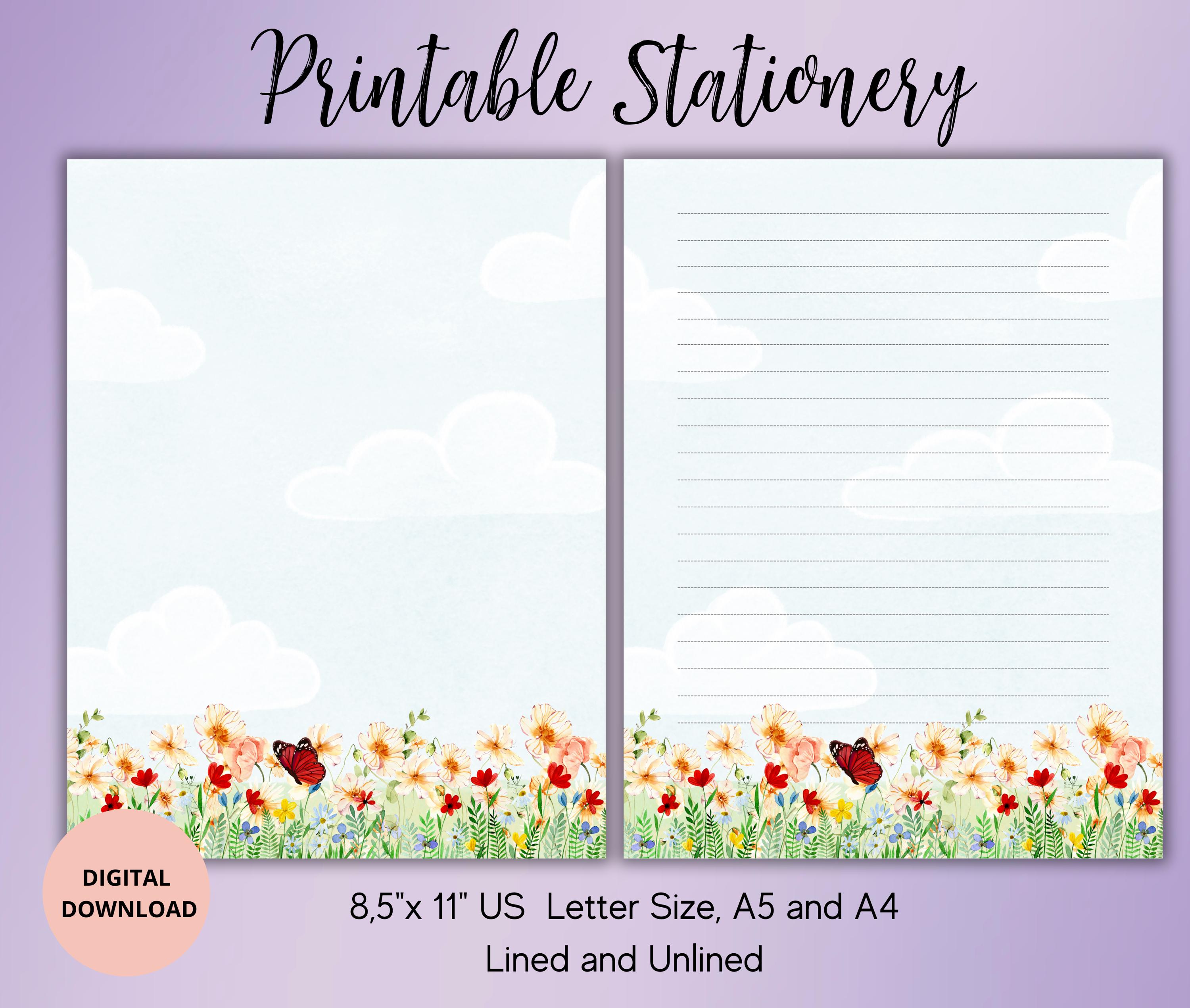 Summer Flowers Stationery Set-flower Writing Paper Unlined Lined A4/A5 ...