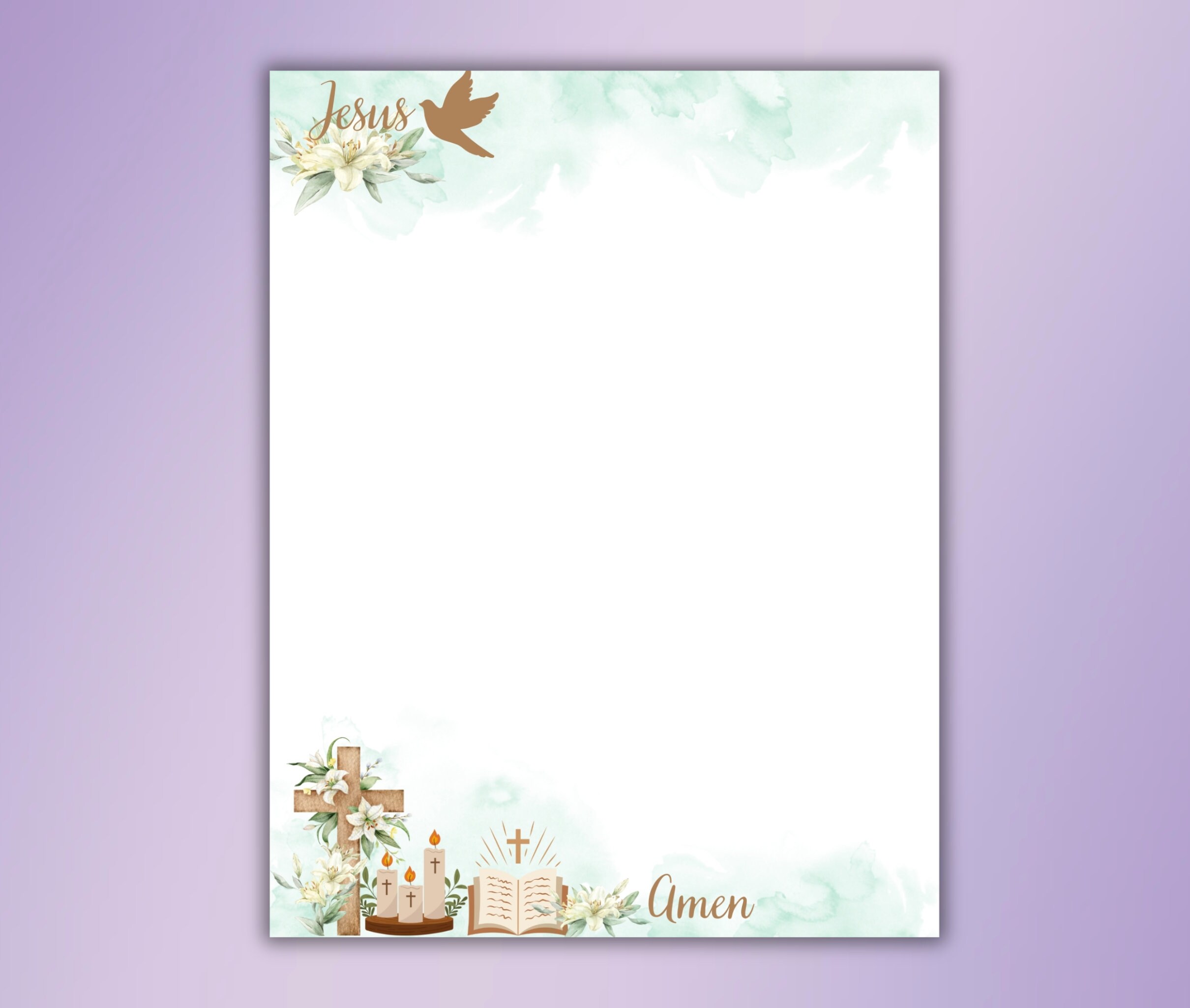 Christian Religious Printable Stationery Digital Letter Lined Unlined ...