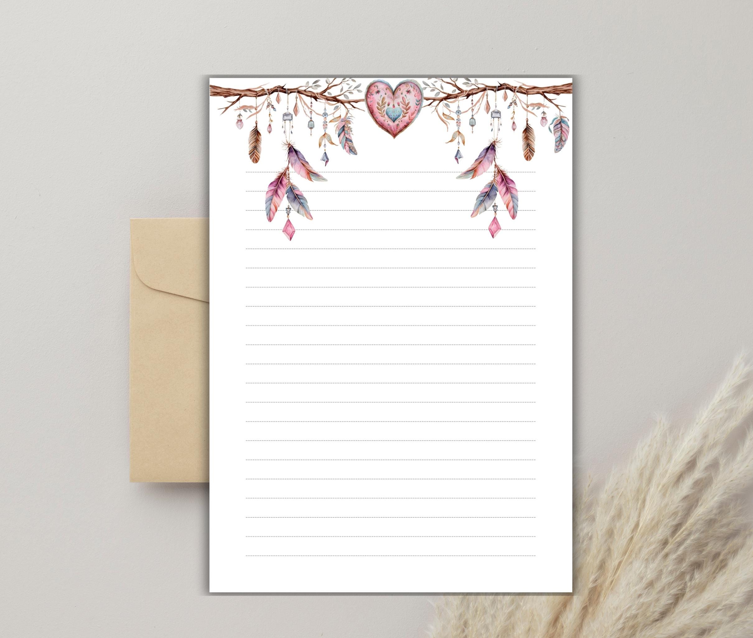 Boho Dreamcatcher Printable Stationery Set-boho Writing Paper Unlined ...