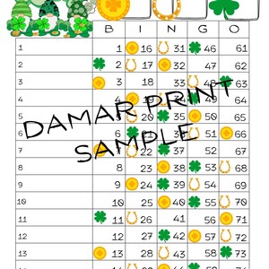 Lucky Bingo Boards - Instant Download -15 Lines -st Patricks Day ...