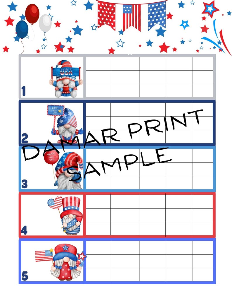 Patriotic Printable Bingo Boards-instant Download -4th July ...