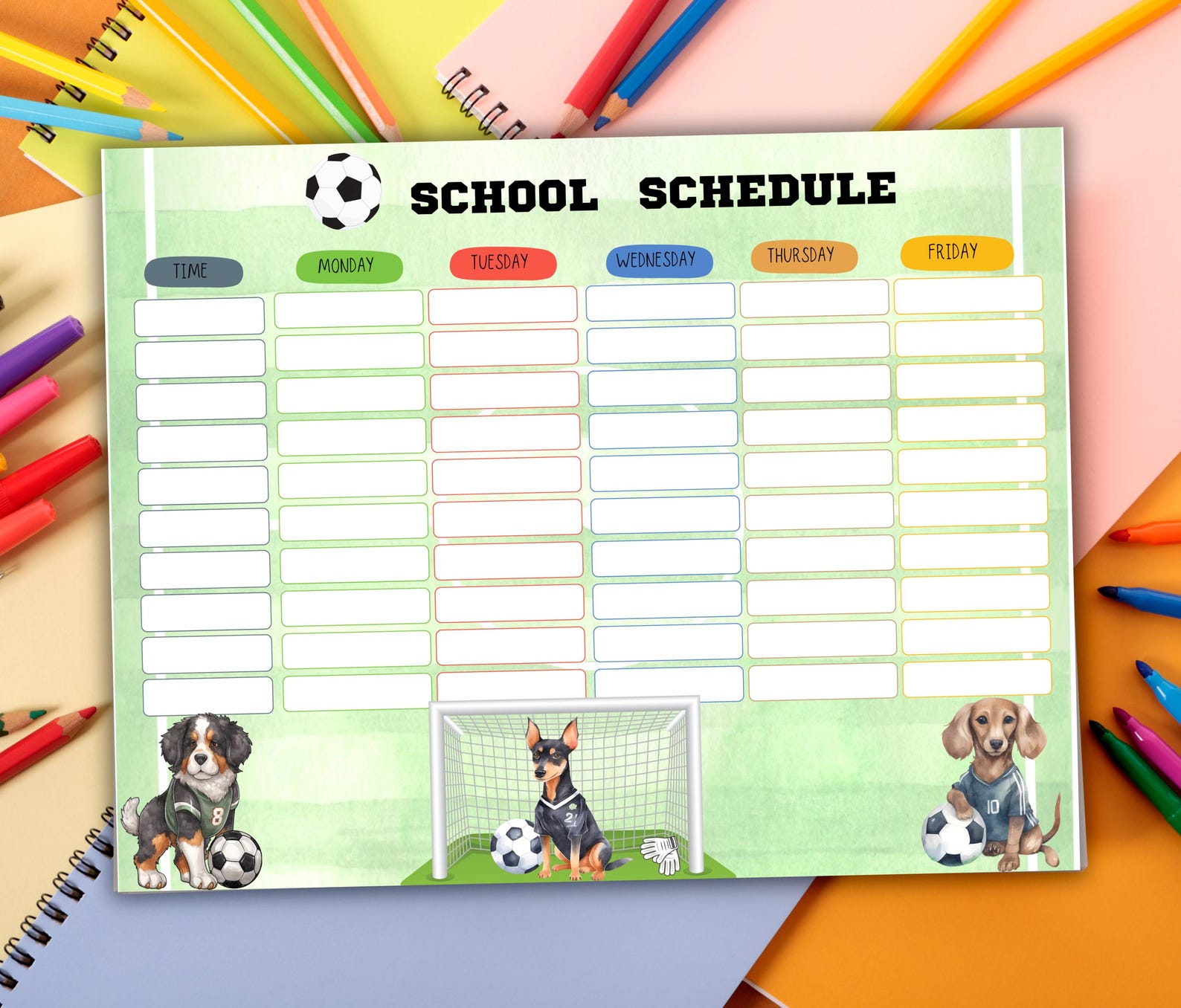 Editable School Schedule for Kids-school Supplies Theme-printable Kids ...