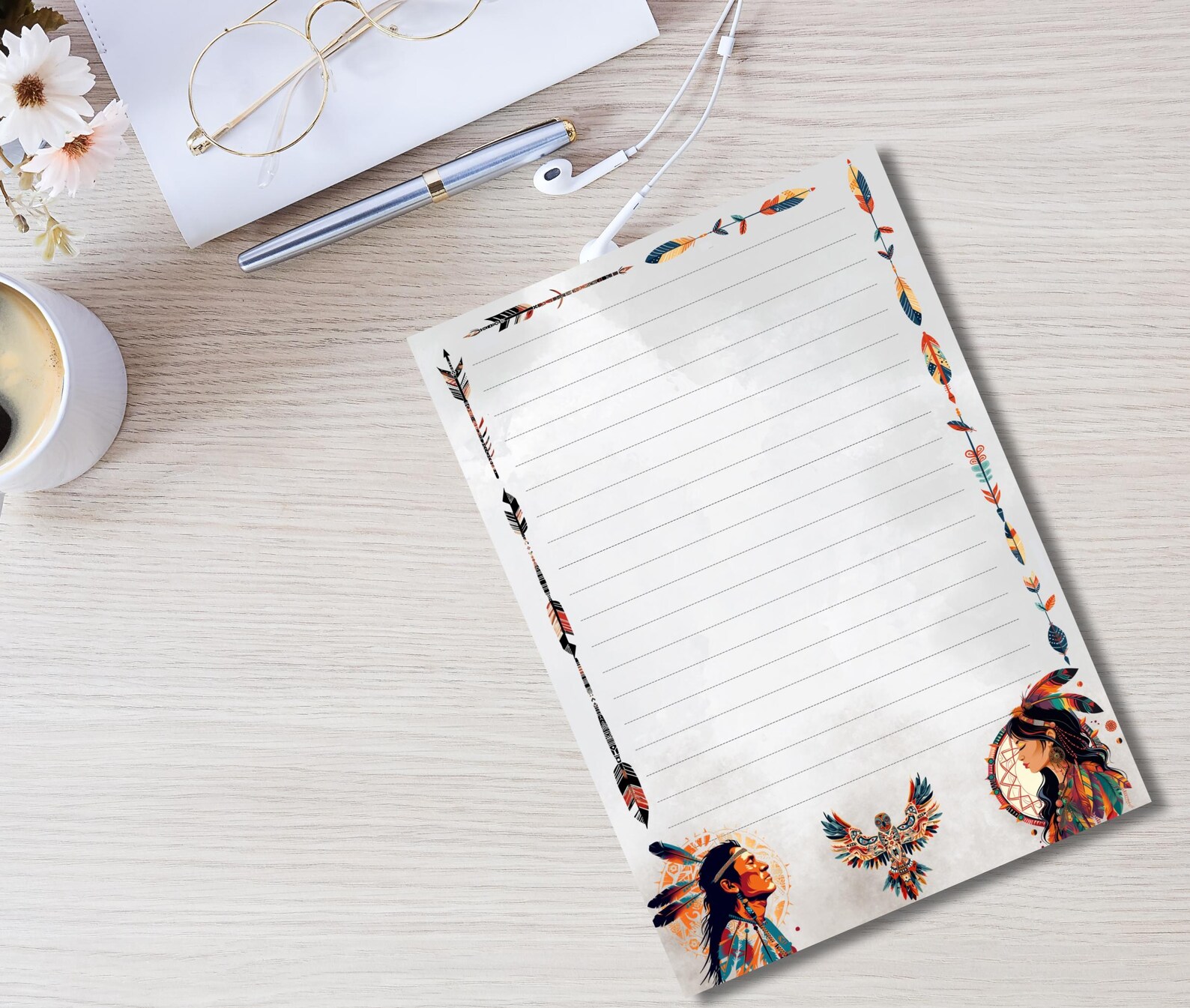 Indian Native Americans Printable Stationery Set-writing Paper Set A5 ...