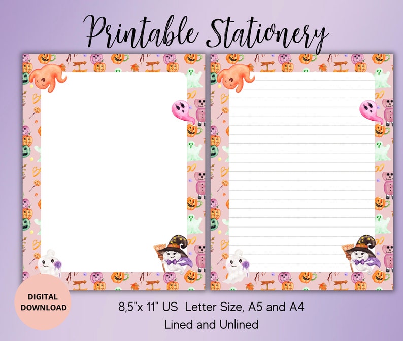 Cute Ghosts and Pumpkin-cute Halloween Notepaper-autumn Printable ...