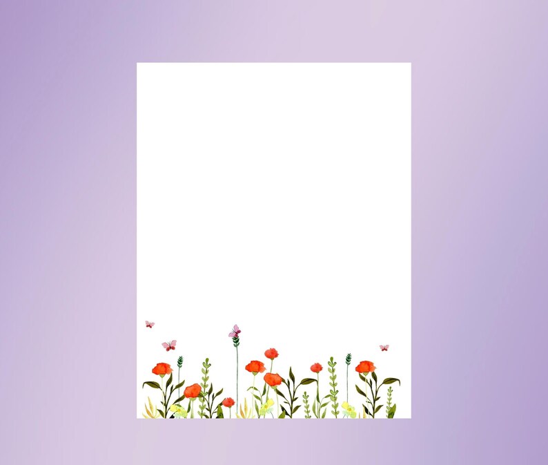 Poppies Writing Set/flower Printable Stationery/poppy Writing Paper ...