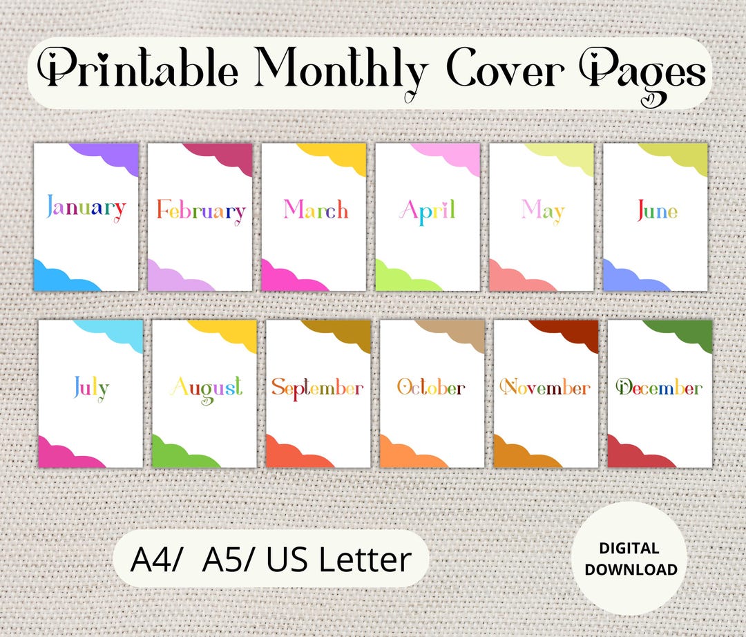 Colorful Monthly Planner Covers-planner Insert-printable Monthly ...
