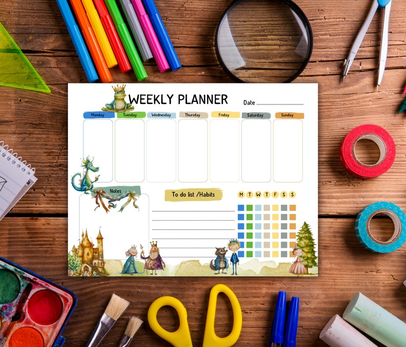 Kids Weekly Planner-editable Printable Weekly Planner-fairy Tale ...