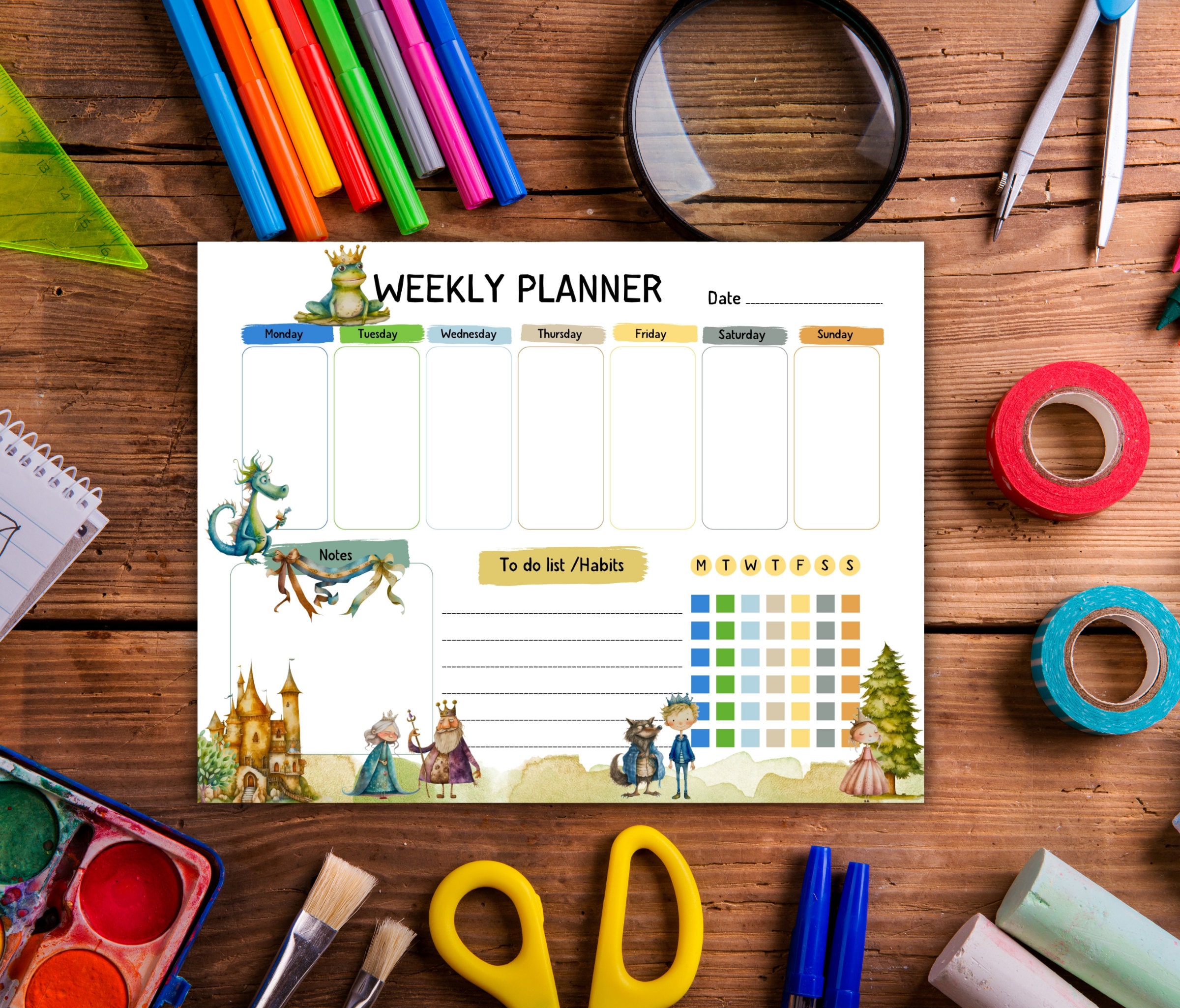 Kids Weekly Planner-editable Printable Weekly Planner-fairy Tale ...