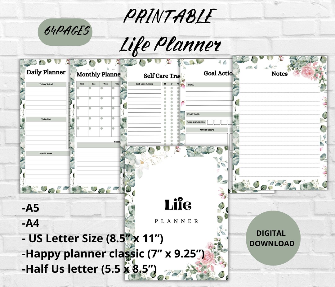 Life Planner Printable Bundle-personal Planner Bundle-yearly Monthly ...