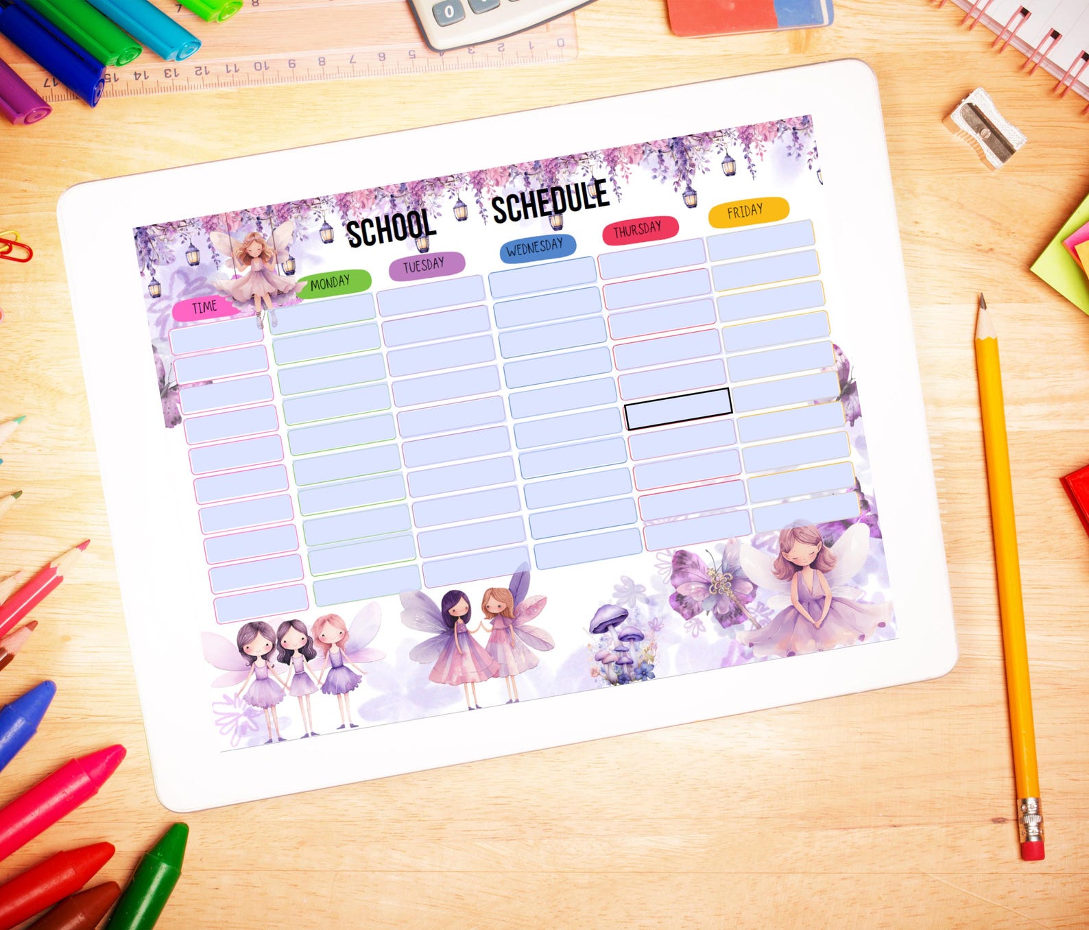 Editable Fairy School Schedule-school Planner Calendar-printable School ...