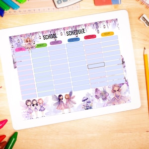 Editable Fairy School Schedule-school Planner Calendar-printable School ...