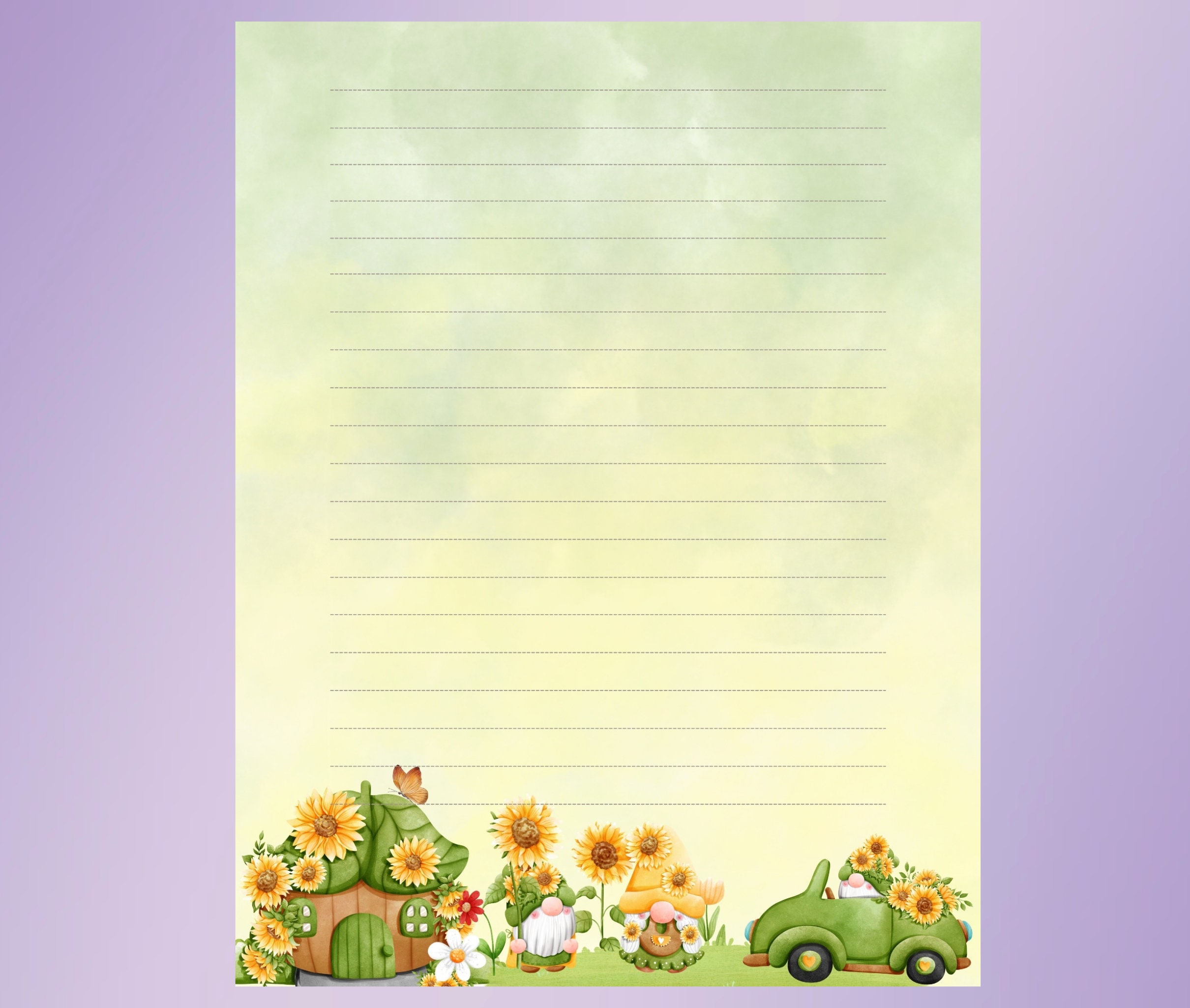 Cute Stationary-gnome Printable Stationery-gnome Stationary-watercolor ...
