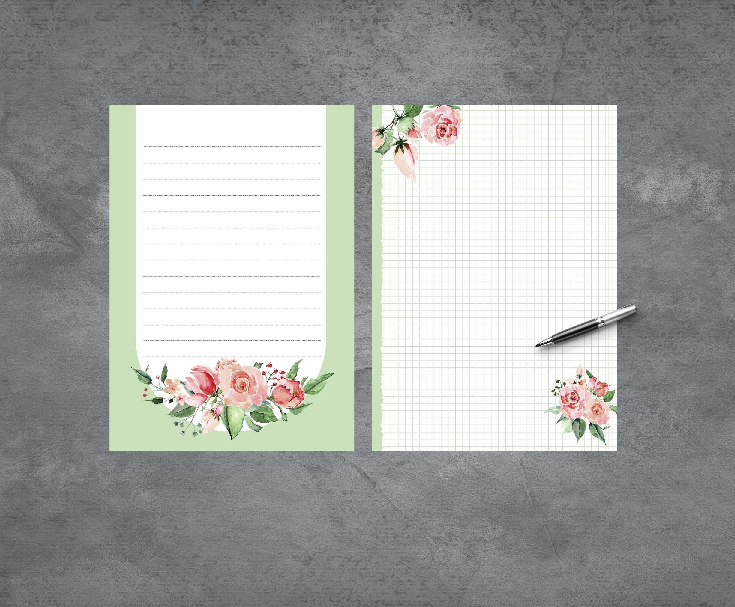 Flower Printable Writing Paper,letter Writing Bundle,digital Download ...