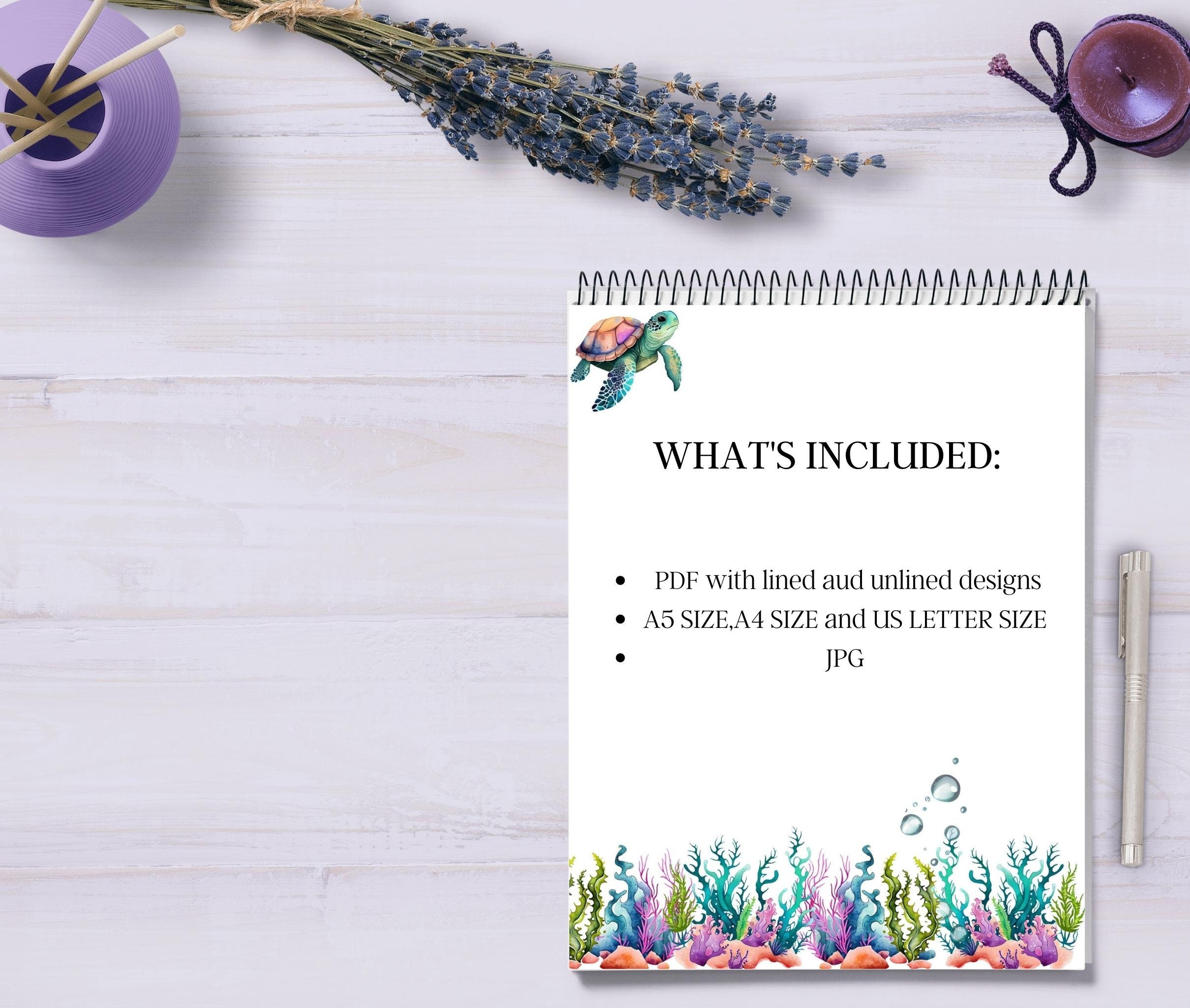 Turtle Sea Writing Set ,marine Printable Stationery,watercolor Writing ...