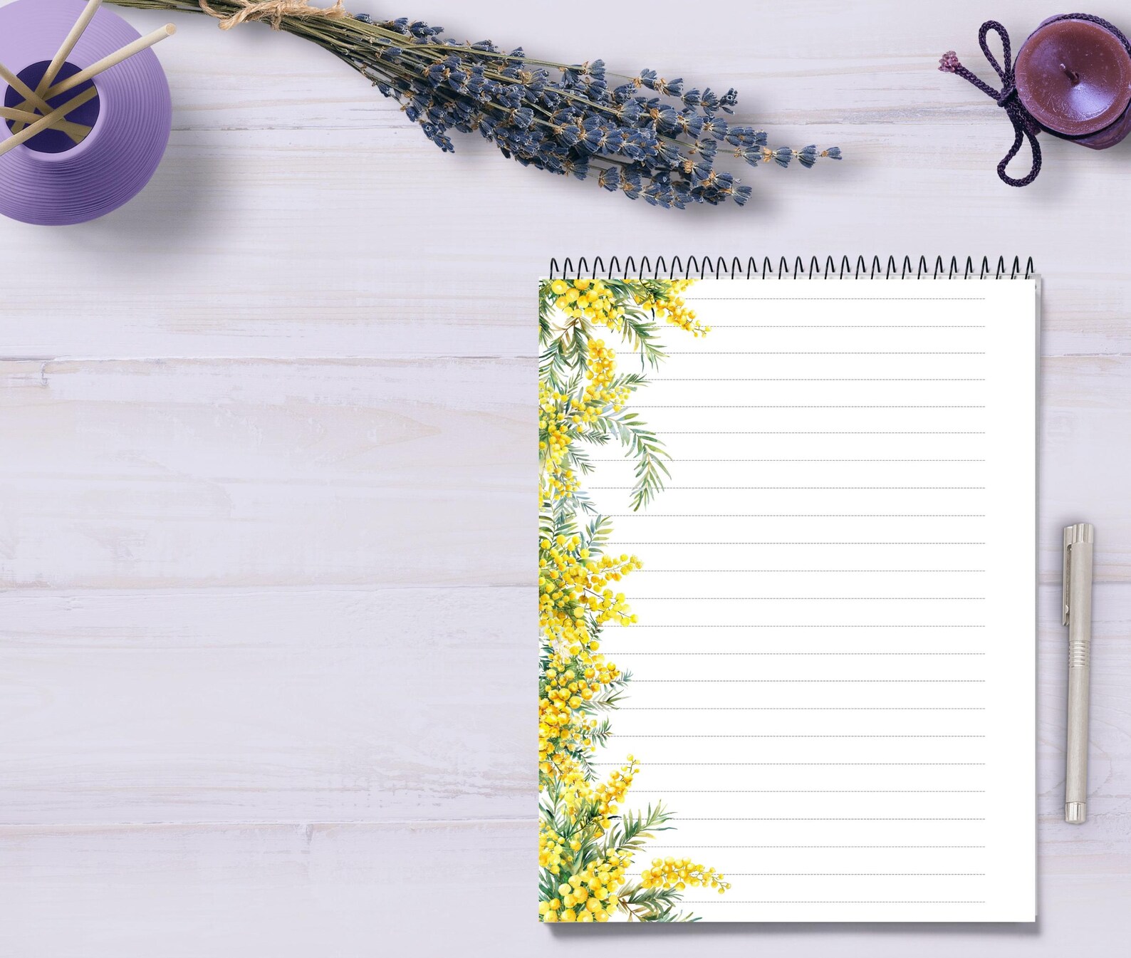 Mimosa Printable Stationery-spring Flower Writing Paper Set Unlined ...