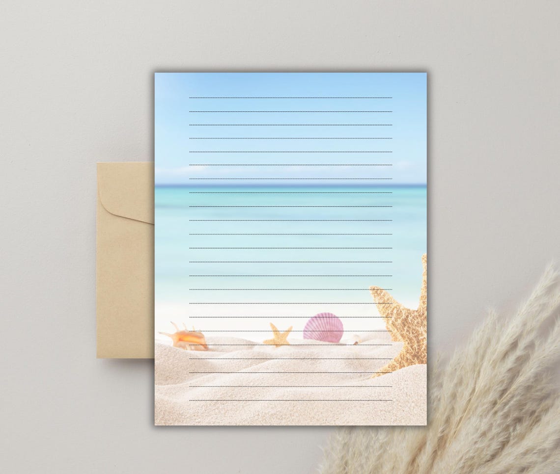 Beach Printable Stationery Digital Download,printable Writing Paper ...