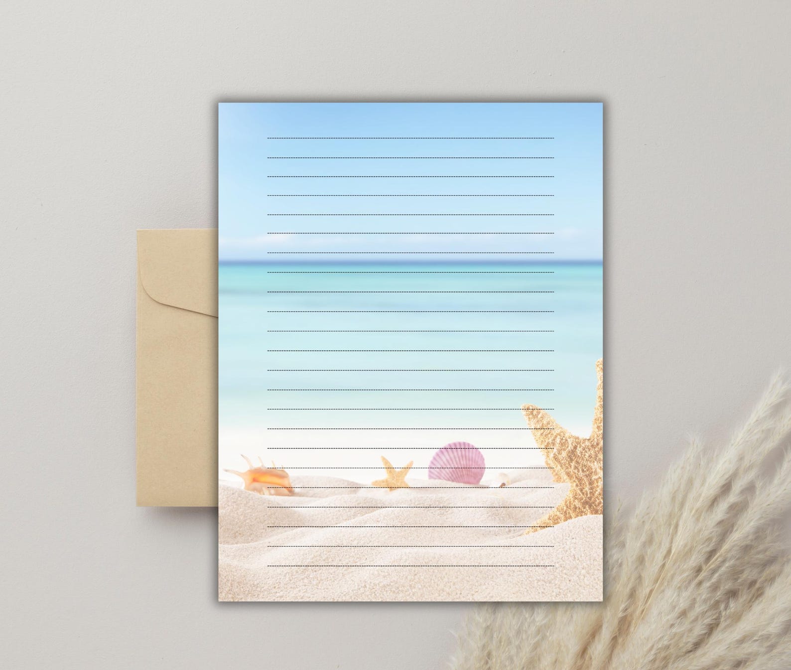 Beach Printable Stationery Digital Download,printable Writing Paper ...