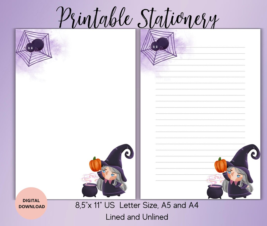 Cute Witch Writing Paper,halloween Pen Pal Supplies,printable ...